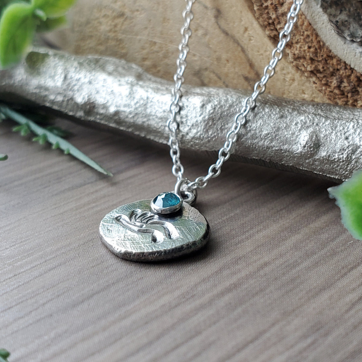 Blue Diamond Necklace - Sterling Silver Hand Pendant – Silver Moose Arts