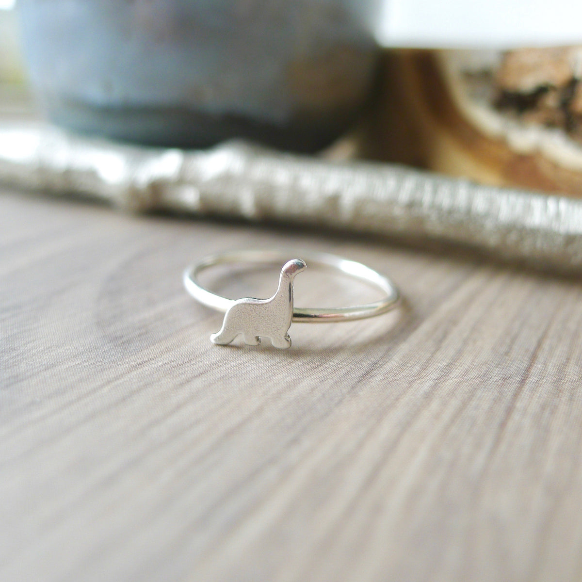 Dinosaur Stacking Ring - Brontosaurus Sterling Silver Band – Silver ...